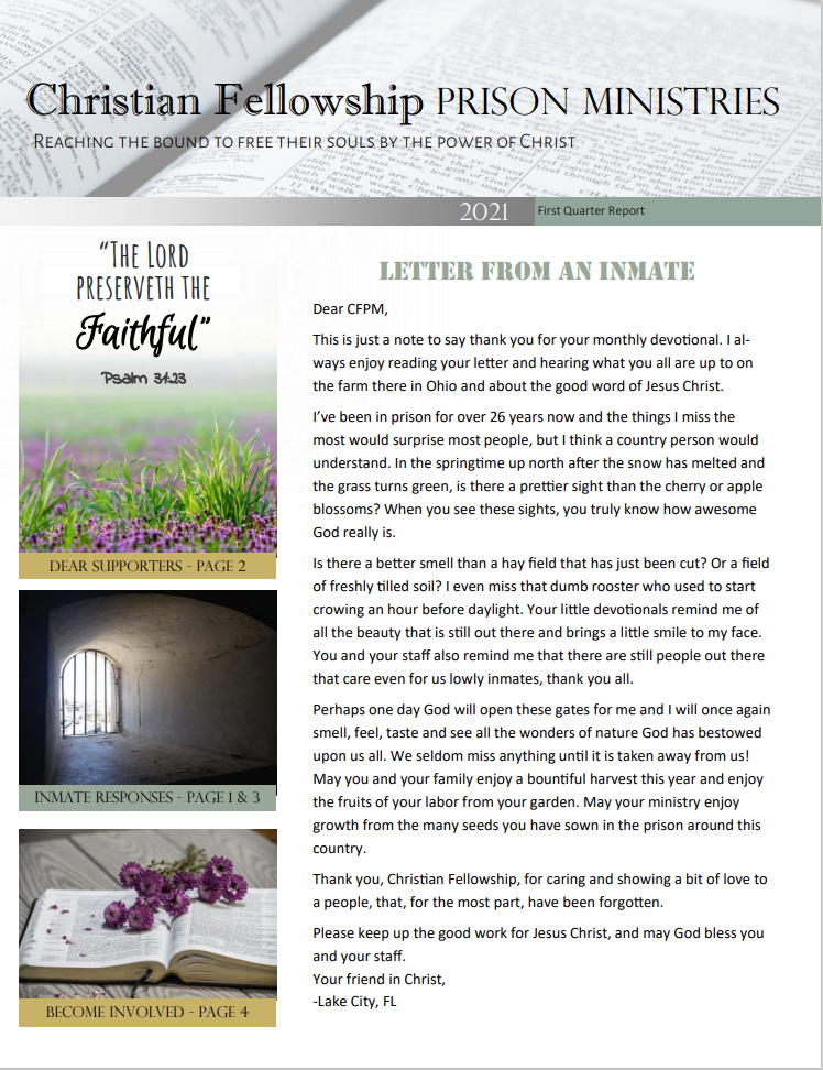 List of newsletters - Christian Fellowship Prison Ministries