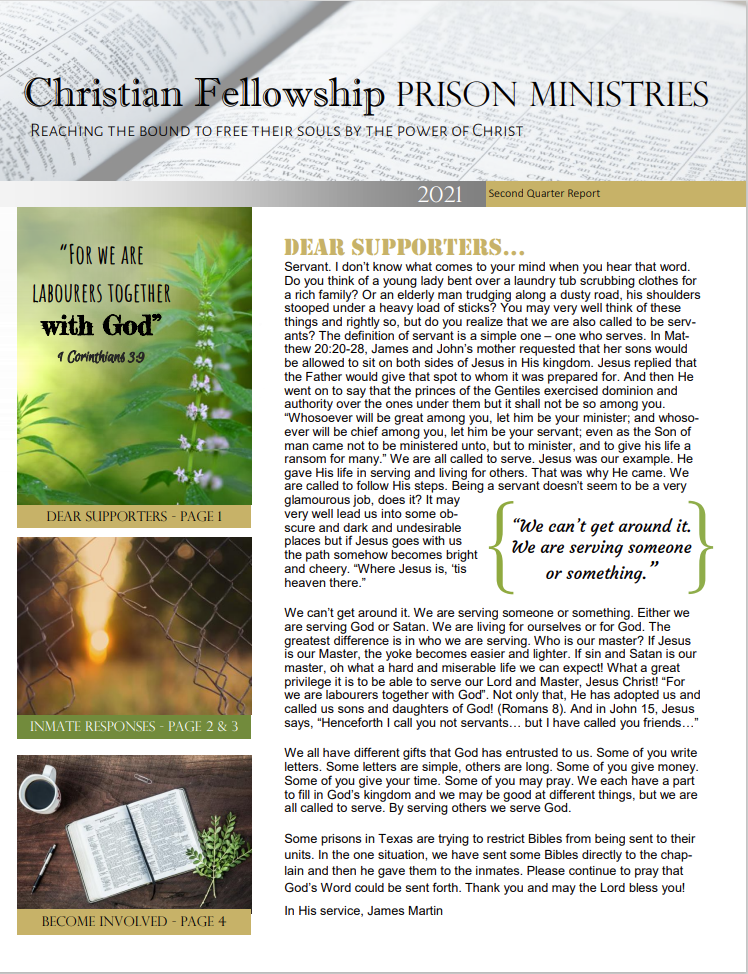 List of newsletters - Christian Fellowship Prison Ministries